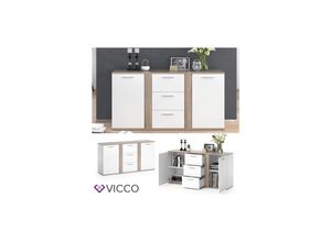 4251421941755 - VICCO Sideboard NOVELLI Highboard weiß sonoma Kommode Anrichte Schrank 2 Türen