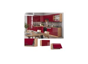 4066731151677 - Hängeschrank Küchenschrank Küchenmöbel Fame-Line Eiche Rot Bordeaux modern 60 cm Küche Einbauküche Hängeschrank Klapptür Dunstabzugshaube Küchenzeile Hochglanz