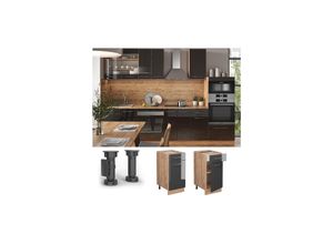 4066731145997 - Schubunterschrank Küchenschrank Küchenmöbel Fame-Line Eiche Anthrazit modern 40 cm Küche Einbauküche Drehtür Schublade Einlegeboden Blende Küchenzeile Hochglanz