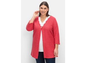 5206920053354 - Große Größen Strickjacke mit Knopfverschluss aus Bouclé-Qualität rot Gr52