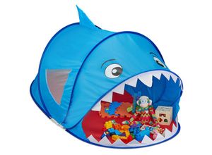 4052025330255 - Relaxdays - Spielzelt Hai Pop Up Zelt Kinder Jungen & Mädchen Kinderzelt drinnen & draußen 86 x 100 x 182 cm blau rot