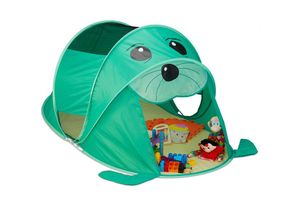 4052025330262 - Relaxdays - Spielzelt Robbe Pop Up Zelt Kinder Jungen & Mädchen Kinderzelt drinnen & draußen 86x100x182cm grün gelb