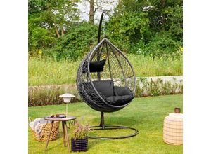 4058166267054 - HOME DELUXE Polyrattan Hängesessel CIELO - Schwarz mit Regenabdeckung