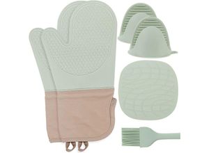 6094253566004 - Kinsi - Hitzebeständige Handschuhe hitzebeständige Silikon-Ofenhandschuhe – 6 Stück (Mintgrün)