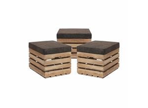 5908231200426 - GrandBox Sitzhocker aus Holz 37x40x50 Polster Sitztruhe Hocker mit Stauraum Sitzbank Sitzpouf Sitzkiste Shabby Chick Vintage Weinkiste mit Deckel - geflammt 3er Set