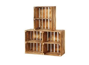 5908231201003 - GrandBox Holz-Kiste 50x40x30cm mit Mittelbrettgeflammt Wein-Kiste Vintage