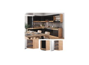 4066731230839 - Eckhängeschrank Küchenschrank Küchenmöbel Fame-Line Eiche Schwarz 57 cm modern Hochglanz