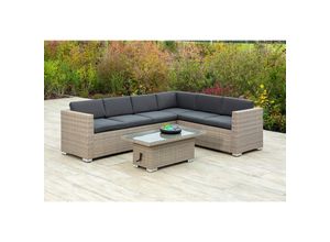 4033662987521 - Bellante Lounge Ecksofa in Mudbraun inkl Sitz- und Rückenkissen und Tisch