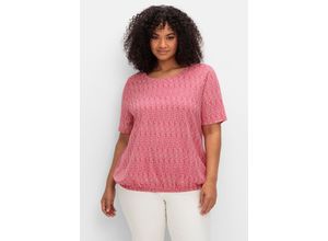 4063137014261 - Große Größen Shirt mit Minimal-Alloverdruck und Gummizugbund magenta gemustert Gr52 54