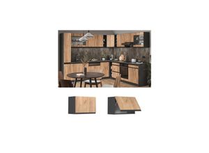 4066731229291 - Hängeschrank flach Küchenschrank Küchenmöbel R-Line J-Shape Anthrazit Eiche 60 cm modern