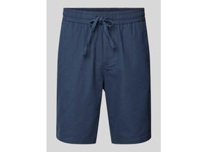 5715414949740 - - Shorts aus Leinenmix in Marineblau mit elastischem Bund