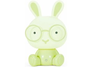 Image of Lycxames - led Augenschutz Tischlampe süßes Kaninchen Touch Nachtlicht mit Brille Notbeleuchtung für Schlaf- und Kinderzimmer robust (grün)