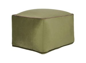 4255664857866 - Pouf Olivgrün Samtstoff Quadratisch 50 x 50 x 30 cm mit Paspel Modern Wohnzimmer Schlafzimmer Ausstattung Deko Sitzhocker Fußhocker Bodenkissen