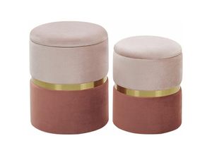 4251682242301 - Beliani - Pouf 2er Set Rosa aus Samtstoff mit Stauraum und mit goldener Note runde Form Wohnzimmer Schlafzimmer Flur Modern