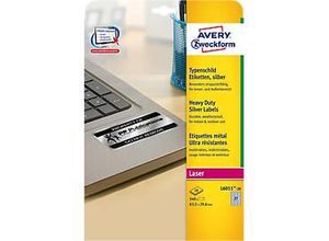 4004182060117 - Typenschildetiketten L6011-20 extrem robust geeignet für SW-Laserdrucker 635 x 296 mm 540 Stück 20 A4-Bogen Polyesterfolie silber