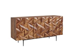 4255632516443 - Sideboard Metallux Sheesham-Holz 3D-Oberfläche Braun Modern