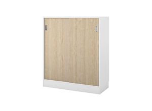 5905745101645 - Schrank Chicago mit Schiebetüren HxBxT 1353 x 1215 x 400 mm weiß gebürstet   Eiche