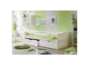 4251105942290 - TiCAA Sofabett Funktionsbett Gästebett Melanie Kiefer Weiß inkl Matratze und Rollrost