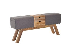 4251757706097 - Design Turnbock Sitzbank Grau mit Schubladen 120x56x30 cm Turnhocker Bank aus Stoff mit Stauraum Hocker Garderobenbank Sitzhocker Springbock