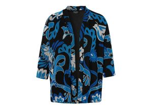 4052481563075 - Große Größen Jacke mit floralem Print in Ottoman-Qualität blau gemustert Gr52