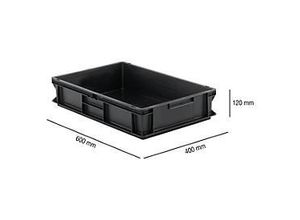 4052939532387 - Euro Box SSI Schäfer EF 6120 232 l Traglast bis 20 kg Euronorm stapelbar Durchfassgriff L 600 x B 400 x H 120 mm leitfähiges PP schwarz