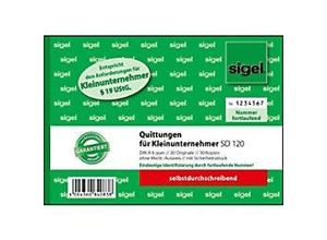 4004360840838 - sigel® Quittung SD120 für Kleinunternehmer ohne MWSt-Ausweis fortlfd Nummer