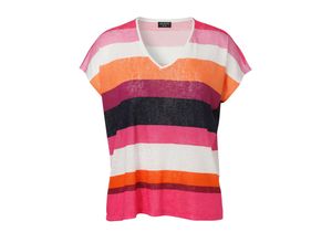 4052481563617 - Große Größen Shirt mit Multicolor-Blockstreifen beere gestreift Gr46