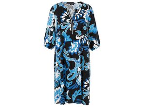 4052481568629 - Große Größen Kleid in A-Linie mit Blumenprint und V-Ausschnitt blau gemustert Gr50