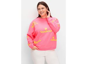 4063137052744 - Große Größen Sweatshirt mit neonfarbenen Wordingprints pink gemustert Gr40