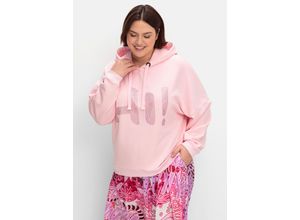 4063137052935 - Große Größen Kapuzensweatshirt mit Glitzersteinen und Rückenprint rosa bedruckt Gr42