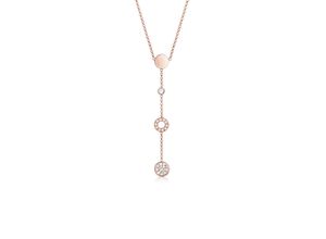 4050878568412 - Collierkettchen ELLI Y-Kette Kreise Kristalle 925er Silber Halsketten Gr 45 mit Steinen Silber 925 (Sterlingsilber) Länge 45 cm rosegold (rosegold weiß) Damen Colliers