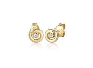 Image of Paar Ohrstecker ELLI DIAMONDS "Stecker Spirale Diamanten (0.03 ct) 585er Gelbgold" Ohrringe Gr. OneSize, 0.006 carat ct P1 = bei 10-facher Vergrößerung erkennbare Einschlüsse mit Diamanten, Gelbgold 585, goldfarben (gold, weiß) Damen Ohrstecker
