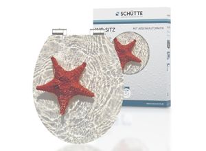 4008431805412 - - wc Sitz red starfish High Gloss mit mdf Holzkern hochglänzender Toilettendeckel mit Absenkautomatik Motiv Klobrille - Motiv