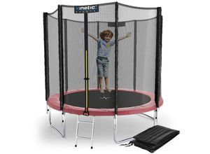 4260495757315 - KINETIC SPORTS Trampolin Outdoor Salto Plus Ø 183 244 305 366 400 430 490 cm - TÜV Rheinland geprüft Komplett-Set für Kinder USA Sprungtuch Netz Randpolster Leiter - bis zu 160kg Pink-2 Ø 244 cm Ø 244 cm Pink-2