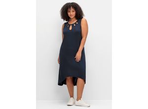 4063137047153 - Große Größen Ärmelloses Jerseykleid mit Cut-outs am Ausschnitt tiefblau Gr46