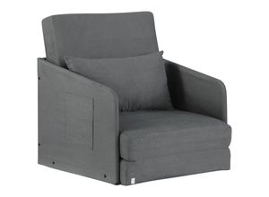 4250871291670 - Klappbarer Schlafsessel mit 2 Seitentaschen grau 70 x 74 x 78 cm (BxTxH) Schlafsofa Klappmatratze Gästebett Einzelbett