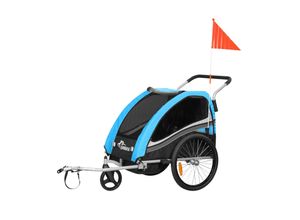 4260595753972 - 360° drehbarer Fahrradanhänger 2in1 Jogger - in Blau - Black Edition