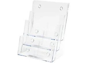 0079916773018 - Prospektständer DIN A4 Hoch 3 Fächer 245 (B) x 16 (T) x 322 (H) cm Transparent