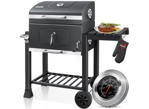 4260692710557 - KESSER® Grill Grillwagen XXL Holzkohlegrill mit Deckel Rädern Edelstahl-Griff Grillrost und Thermometer Holzkohle kohlegrill Wagen groß Kohle BBQ Barbeque Camping Terrasse Garten