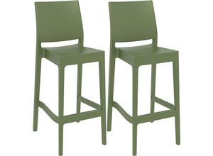 4255716329457 - 2er Set Barhocker Maya Aus Wetterbeständigem Kunststoff I 2x Tresenhocker Mit Fußstütze Und Hoher Rückenlehne