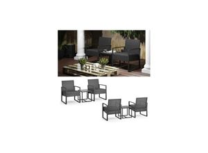4066731036356 - OK-Living Sitzgruppe Gartenmöbel Gartensitzgruppe Rattan Anthrazit Stuhl Tisch