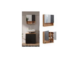 4066731405282 - Badspiegelschrank Irma Eiche Anthrazit 54 x 55 cm Badezimmer 4066731405282 - Badspiegelschrank Irma Eiche Anthrazit 54 x 55 cm Badezimmer