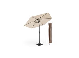 4251421939844 - Oskar Sonnenschirm 270cm Set beige inkl Schutzhülle + Ständer Gartenschirm