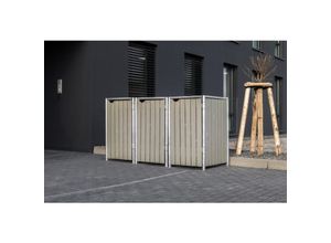 5710611887321 - Hide Mülltonnenbox und Aufbewahrungsbox 240 Liter natur grau 3-fach