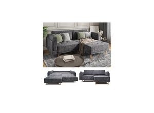 4066731227273 - Ecksofa Schlafsofa Gästesofa Cali Anthrazit Schlaffunktion 236 x 97 cm modern Wohnzimmer Sofa Wohnzimmercouch Boxspringsofa Loungesofa Loungeecke Schlafcouch Taschenfederkern ausziehbar