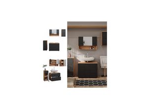4066731400928 - Badmöbel-Set Irma Eiche Anthrazit 4-teilig Midischrank 81 cm Hängeschrank