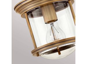 5024005669111 - Elstead Lighting QN-HADRIAN-MINI-F-BR-CLEAR QUINTIESSE Deckenleuchte Hadrian E27 1x40W IP44 Stahl Bronze gebürstet Glas klar H185cm Ø196cm dimmbar