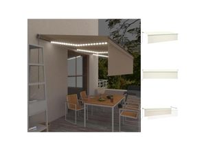 Image of vidaXL Markise Gelenkarmmarkise Einziehbar mit Volant LED 6x3 m Creme Balkon Ter...