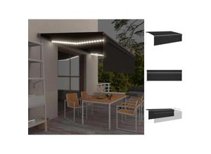 Image of vidaXL Markise Gelenkarmmarkise Einziehbar mit Volant LED 5x3 m Anthrazit Balkon...