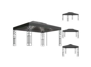 Image of vidaXL Pavillon Pavillon Gartenzelt mit Doppeldach LED-Lichterkette 3x4 m Anthra...